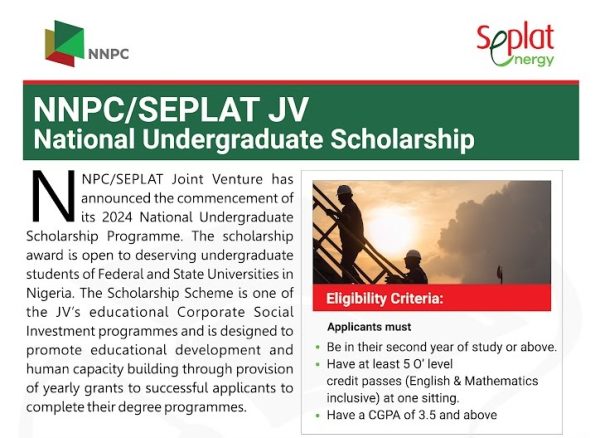 NNPC/SEPLAT JV National Undergraduate Scholarship • CareerOM
